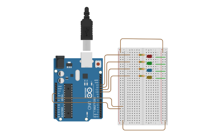 Circuit design Knight Rider - Tinkercad