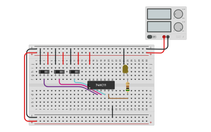 Circuit design Pedro Carvalho - Circuito lógico combinacional (Atividade 4) - Tinkercad