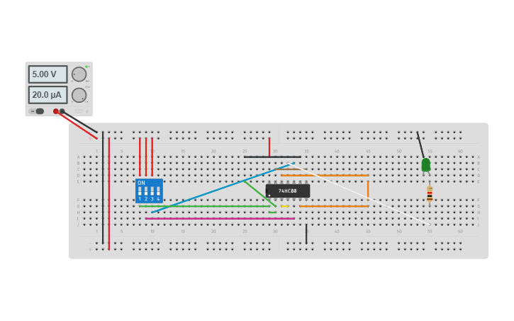 Circuit design MUX 2x1 - Tinkercad