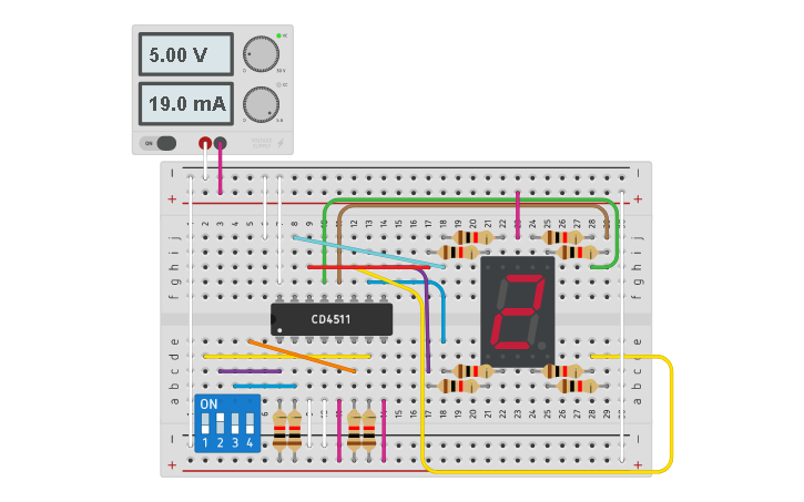Circuit Design Bcd 7 Segmentos Cd4511 Tinkercad