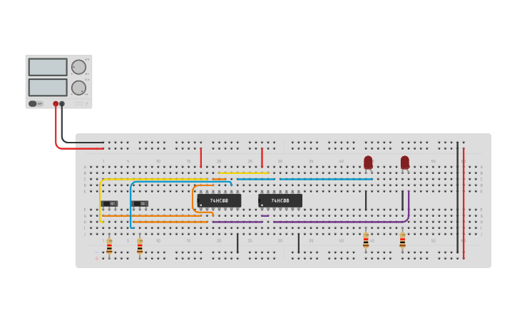 Circuit design HALF ADDER USING NAND GATE - Tinkercad
