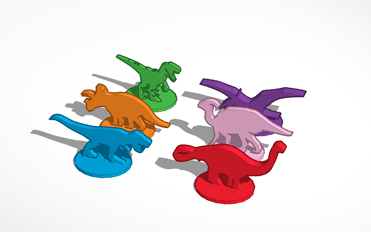 3D design dinosaur game pieces - Tinkercad