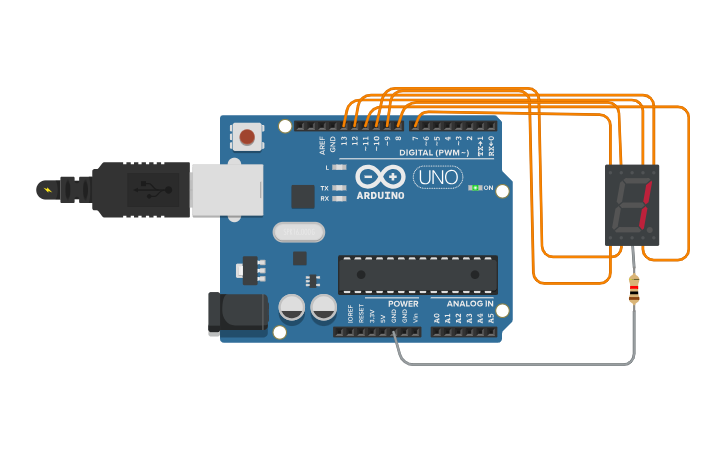 Circuit design Contador hexadecimal con matriz - Tinkercad
