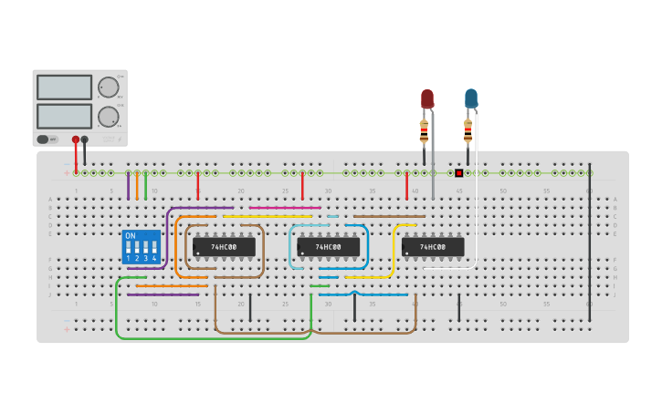 Circuit design Full Adder using NAND gates - Tinkercad