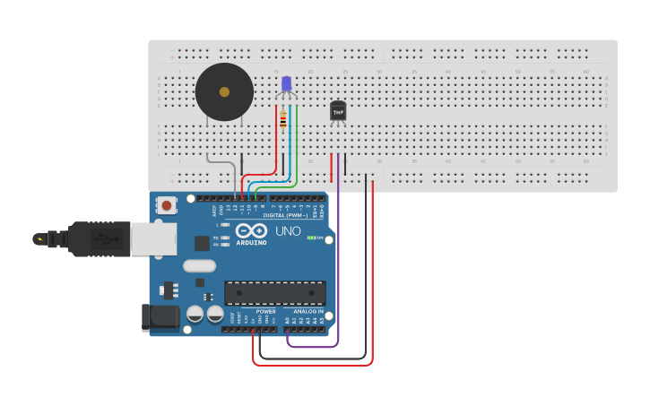 Circuit design tmp36 - Tinkercad