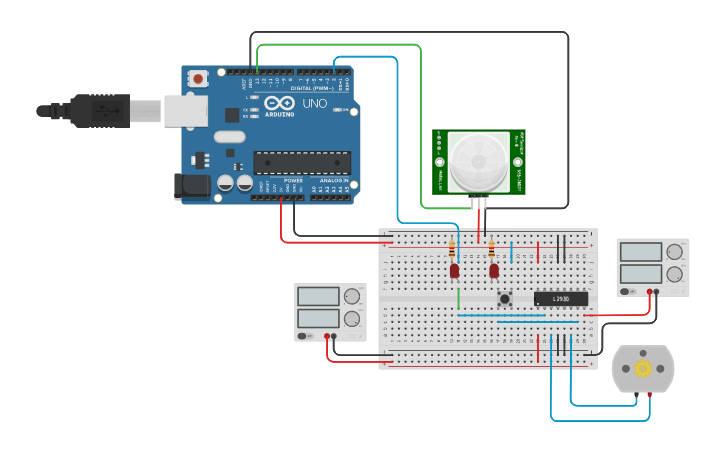 Circuit Design Motor Drive H Bridge Dengan Arduino Dan Pir Sensor