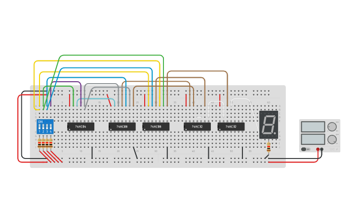 Circuit design SEHH2297 Lab01B 7 segment display E - Tinkercad