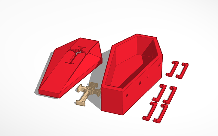 3D design Coffin with Handles, Lid - Tinkercad