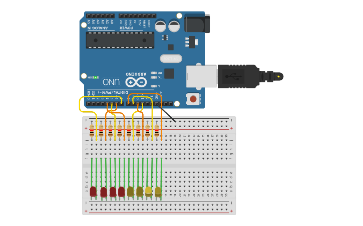 Circuit design Contador binário - Tinkercad