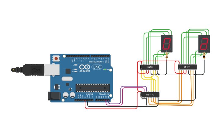 7 Segment Led Display Pcf8574 I2c Arduino 2708