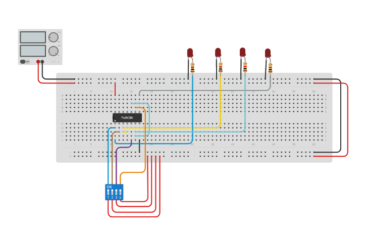 Circuit design Gray To Binary - Tinkercad