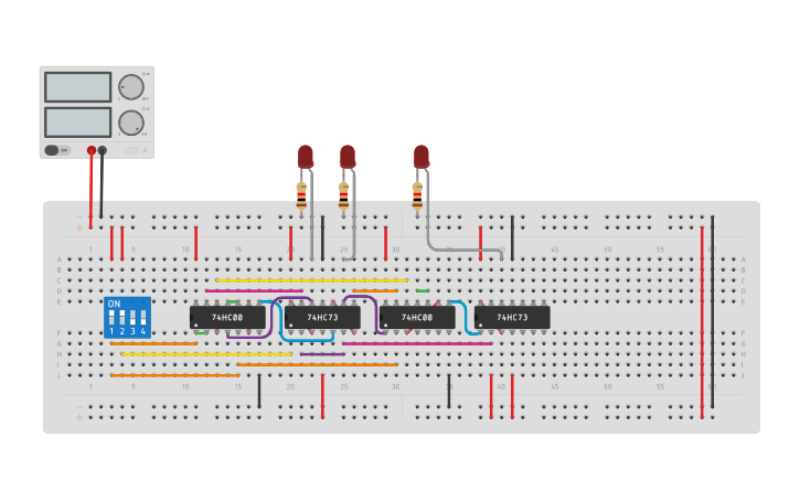 Circuit Design 3 Bit Asynchronous Up Down Counter Tinkercad