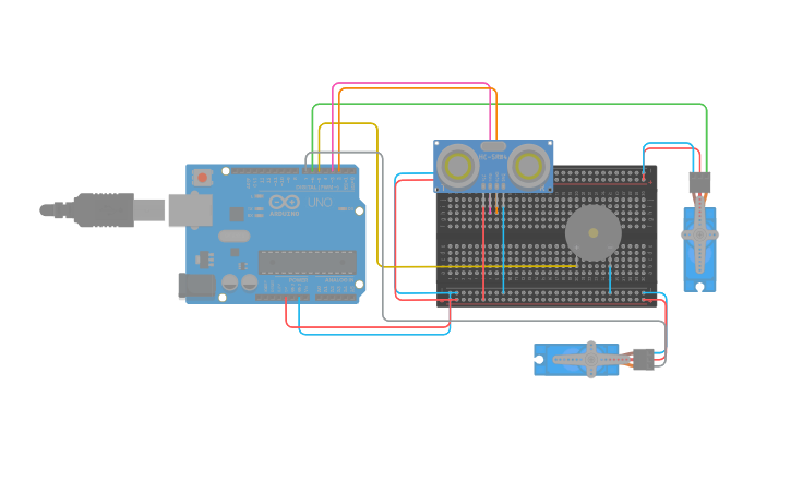 Circuit design Copy of Sketch Bendungan air (HC-05) - Tinkercad