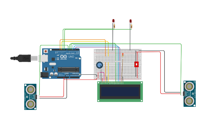 Circuit design AEL_Blind Spot Detection ADAS - Tinkercad