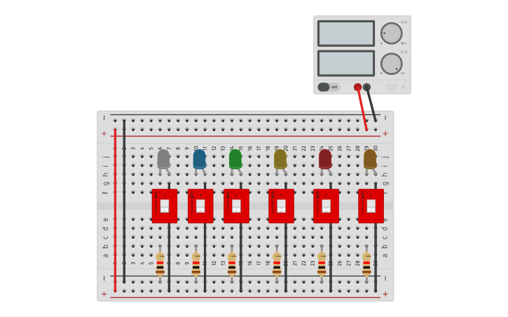 Circuit design Práctica 5 Interruptores - Tinkercad