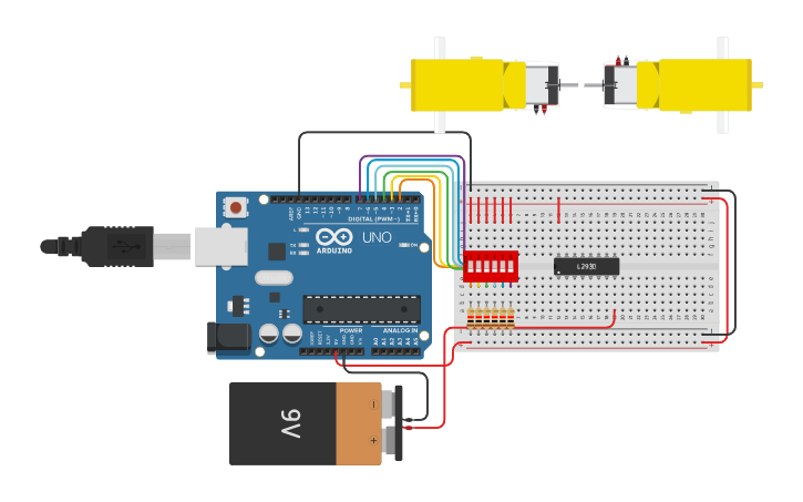 Circuit design Robot SUMO - Tinkercad