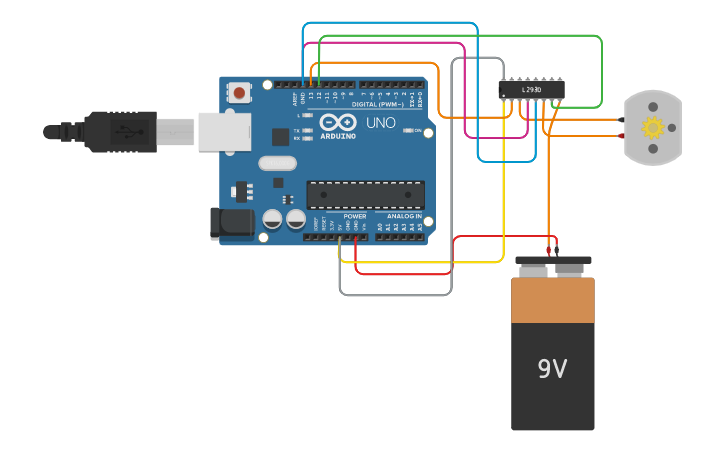 Circuit design dc motor interface | Tinkercad