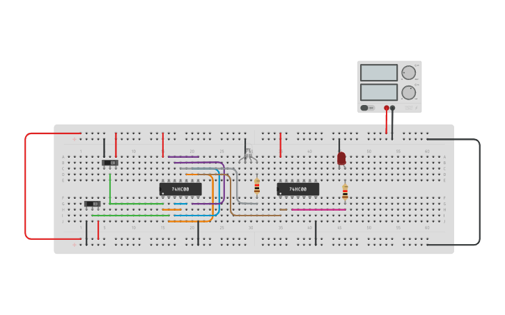 Circuit design HALF SUBTRACTOR USING NAND GATES - Tinkercad
