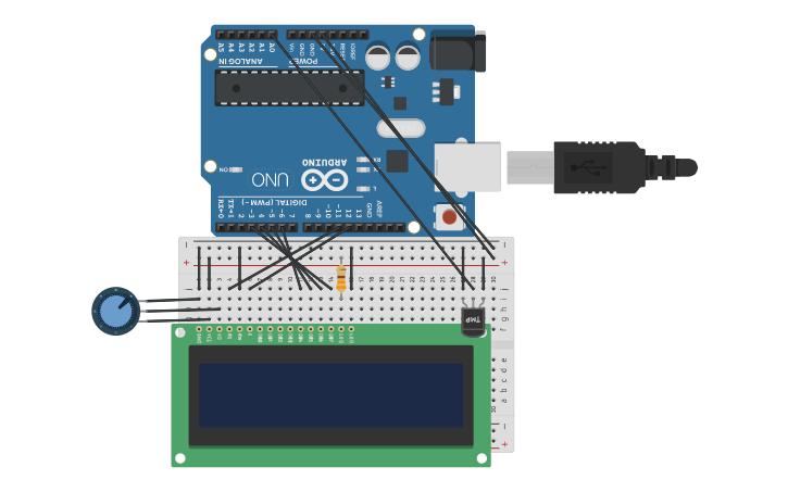 Circuit design 溫度 LCD - Tinkercad