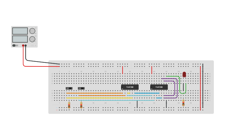 Circuit design XNOR GATE using NAND GATES - Tinkercad