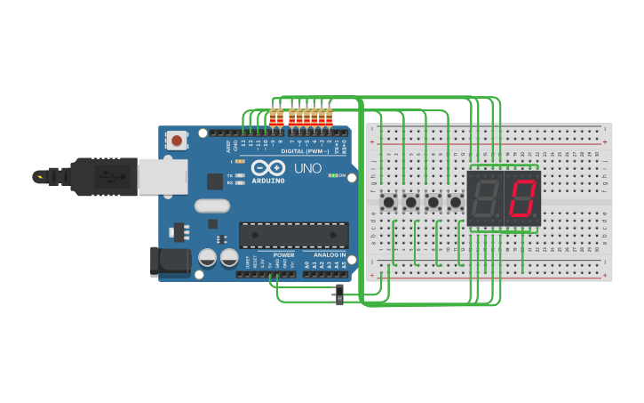 Circuit design 7segment - Tinkercad Circuit design 7segment - Tinkercad