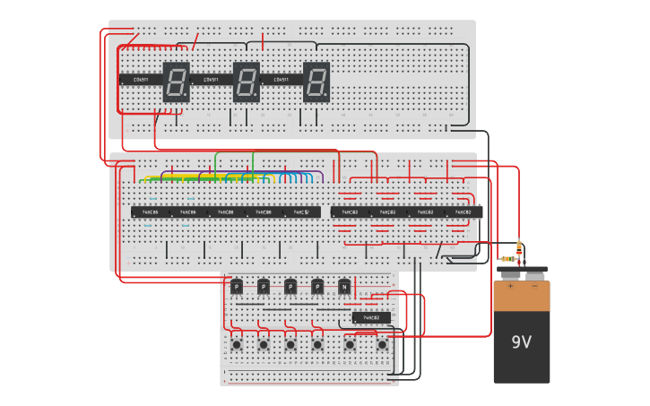 Circuit design 4-bit Calculating Computer - Tinkercad