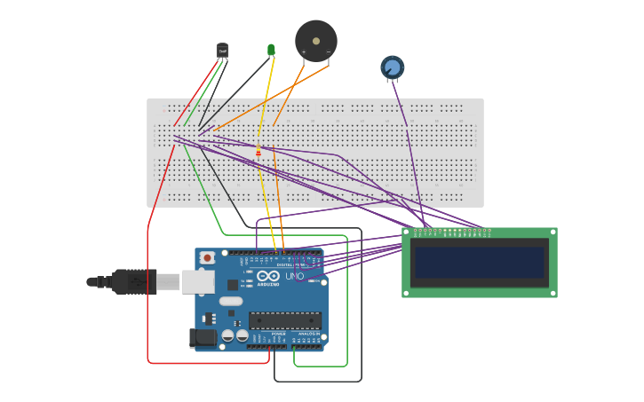 Circuit design Fire alarm system - Tinkercad