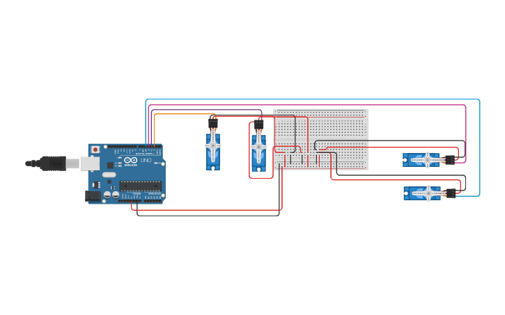 Circuit design Animatronic Controles - Tinkercad