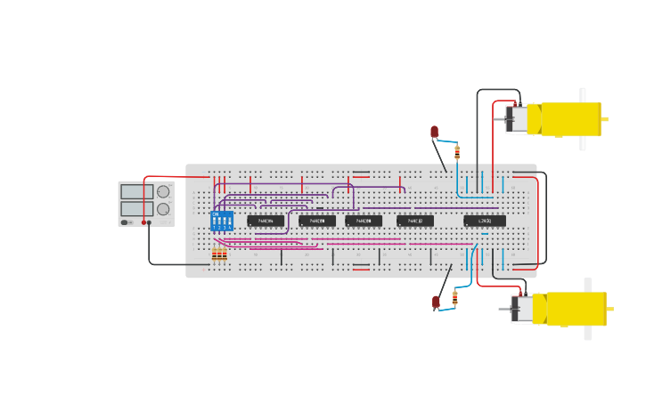 Circuit design 193227 Robot seguidor de línea con compuertas - Tinkercad