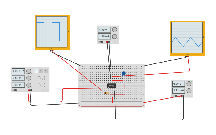Circuit design Integrator Using Op Amp - Tinkercad