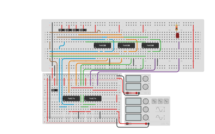 Circuit design PISO Register - Tinkercad