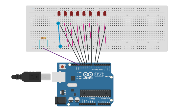 Circuit design montaje en protoboard - Tinkercad
