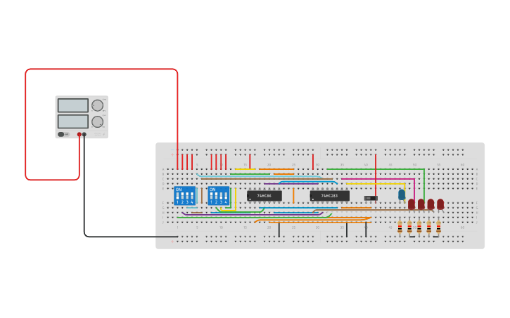 Circuit design 4 Bit Adder/Subtractor | Tinkercad