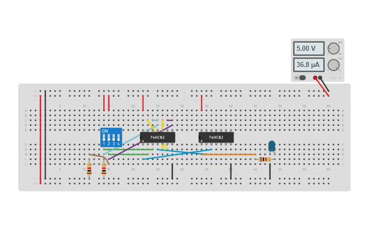 Circuit design XOR Gate using NOR Gate - Tinkercad