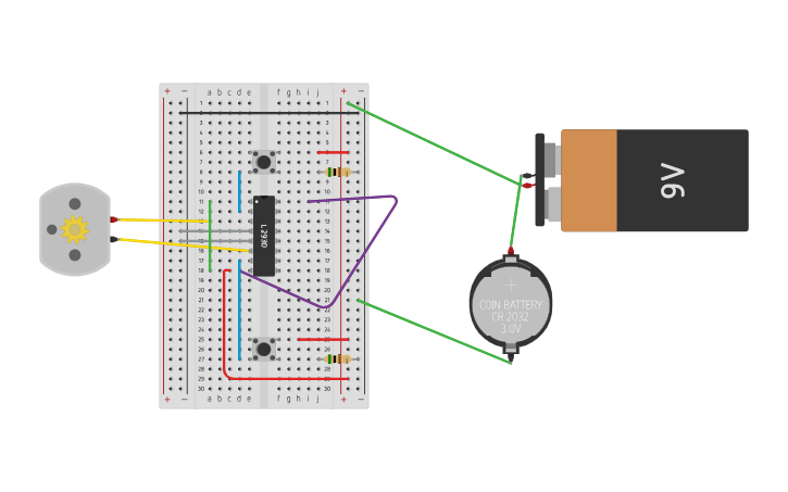 Circuit design H bridge IC motor | Tinkercad