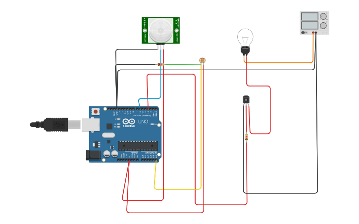 Circuit design Smart Street Light PIR - Tinkercad