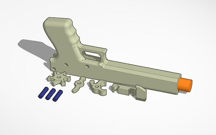 3D design rubber band gun - Tinkercad