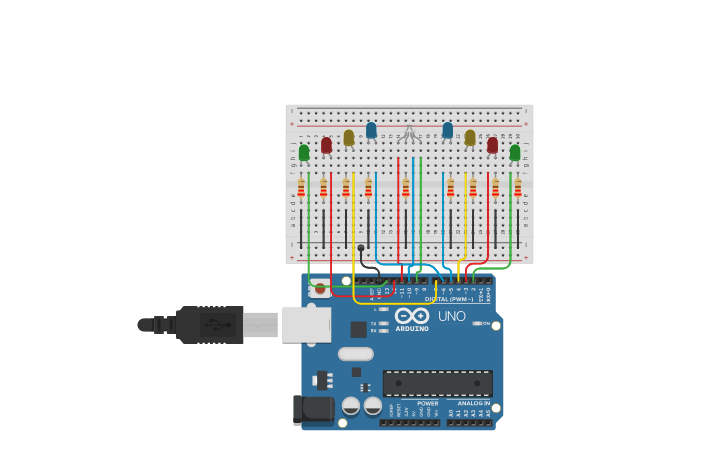 Circuit design light show - Tinkercad