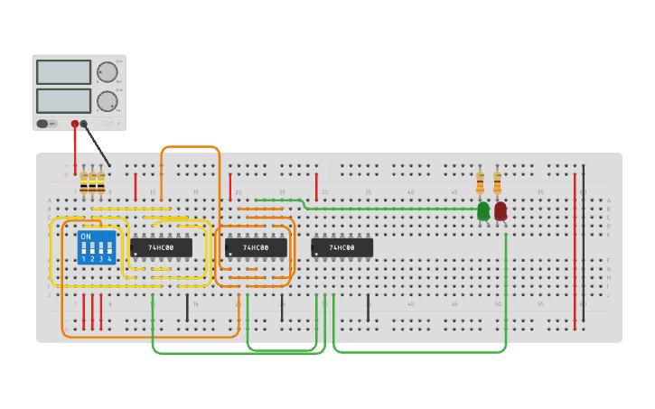 Circuit design Full-Adder using NAND - Tinkercad