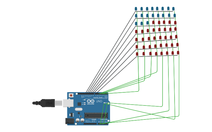 Circuit design : GPIO LED Grid Module : Program the 8x8 gird - Tinkercad