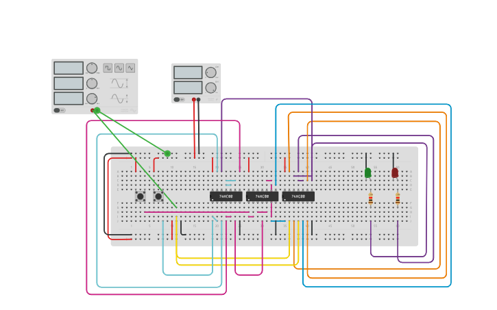 Circuit design NAND Gate Only D Flip Flop Call Button - Tinkercad
