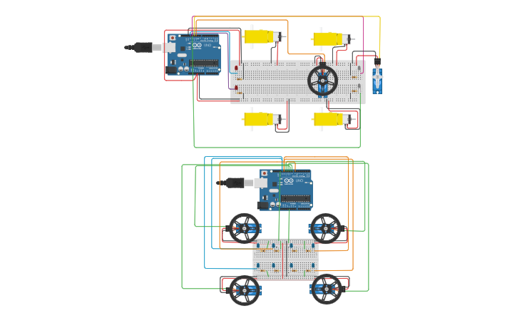 Circuit design Carro e Drone // Car and Drone - Tinkercad