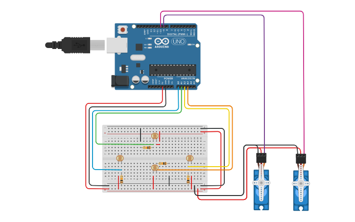 Circuit design Solar Tracking panels v1 - Tinkercad