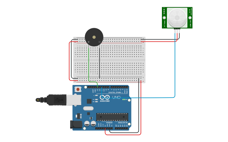 Circuit design Sensor_Pir_Piezzo | Tinkercad