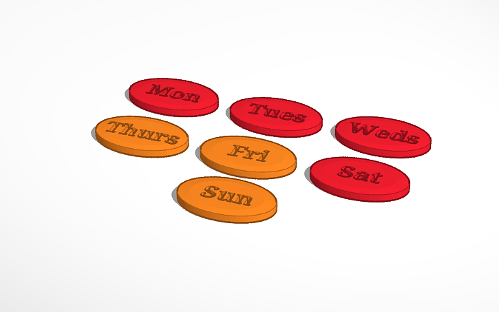 3D design Days of the Week Coins | Tinkercad