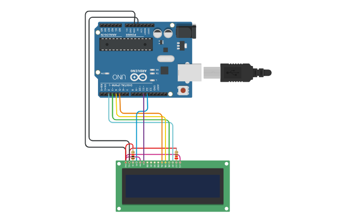 Circuit design LCD Display Message - Tinkercad