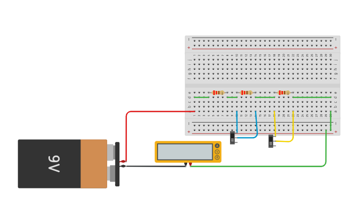 Circuit design Widerstände in Reihe - Tinkercad