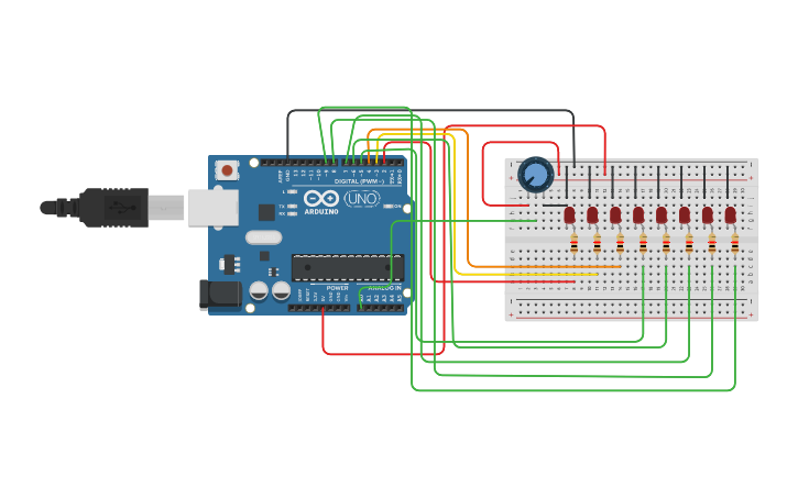 Circuit design led chaser - Tinkercad