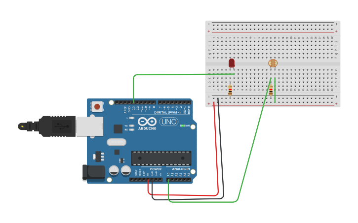 Circuit design Copy of LDR Sensor - Tinkercad