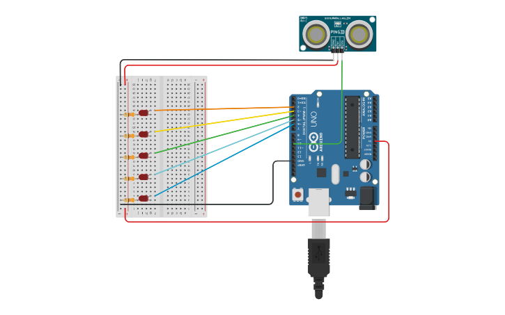 Circuit design Jaime's Ultrasonic sensor | Tinkercad